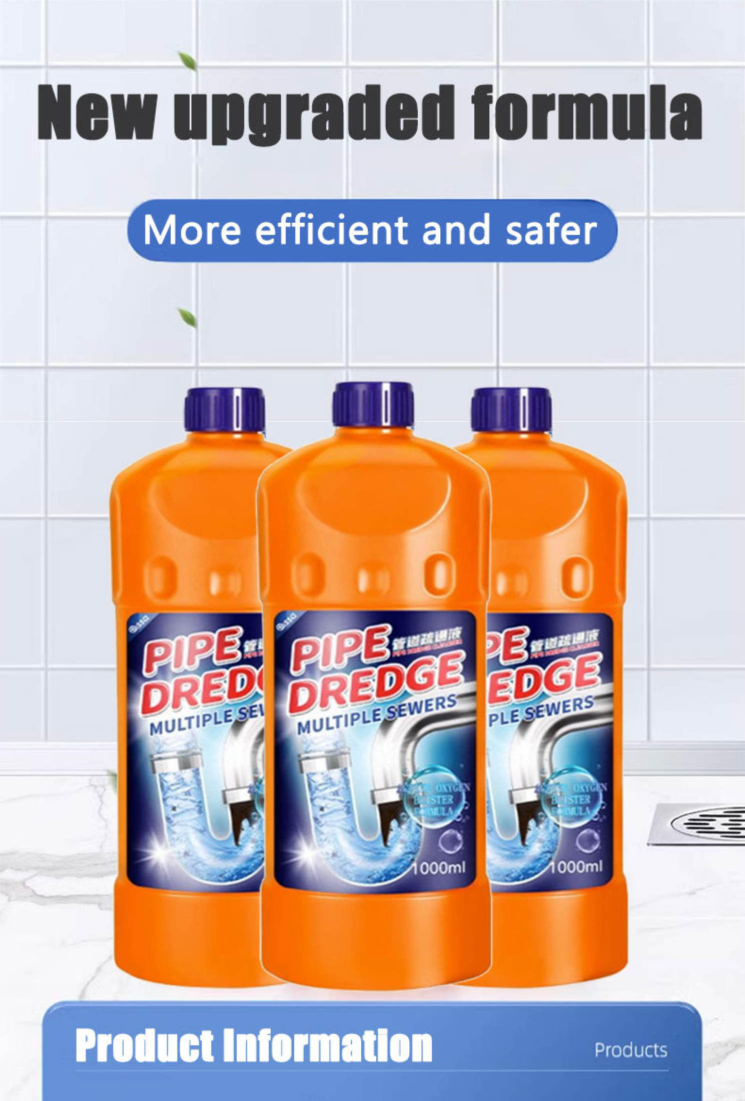 Pipe dredging agent 1000ml drainageclog remover sewer deodorant ...