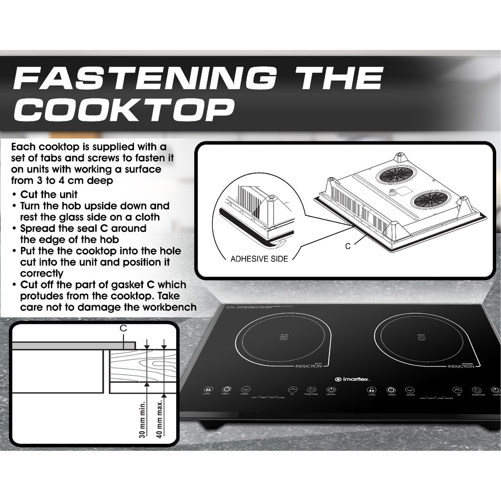 Imarflex IDX-3250B Induction Cooker Double Burner Cooktop IDX3250B ...