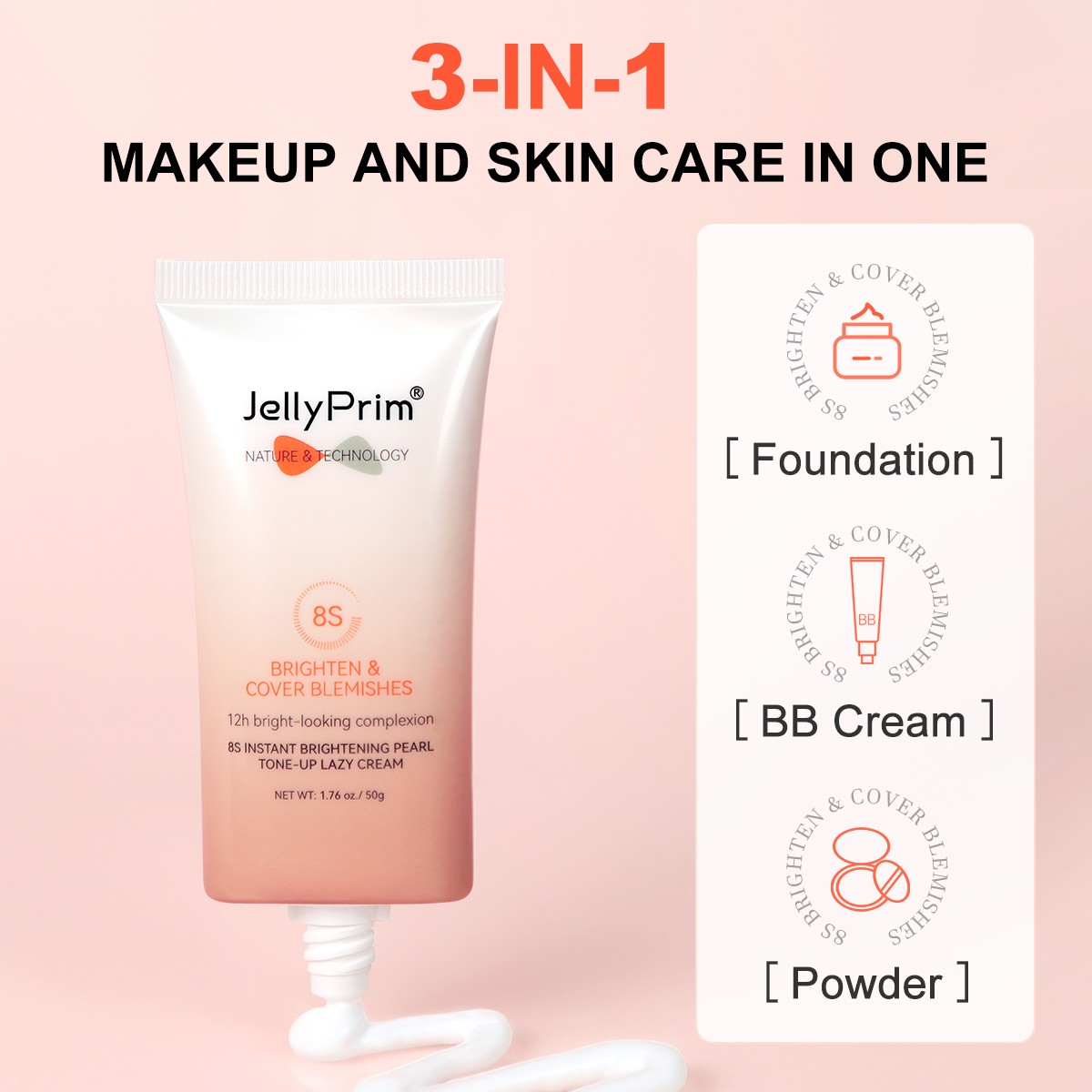 JellyPrim Whitening Moisturizer BB Cream Lazy Cream 8s Instant Primer ...