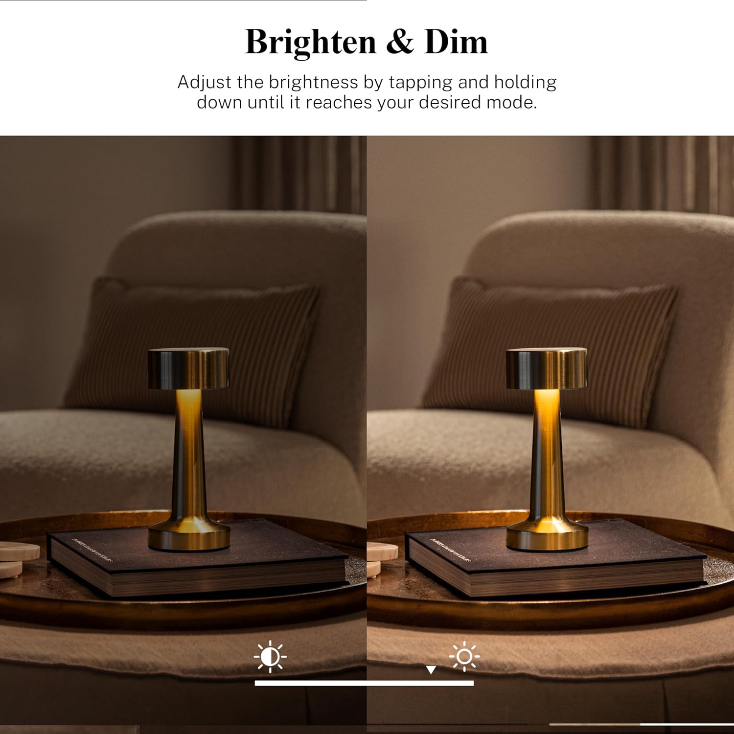LED Desktop Night Light 6000mAH Metal Table Lamp USB Rechargeable ...