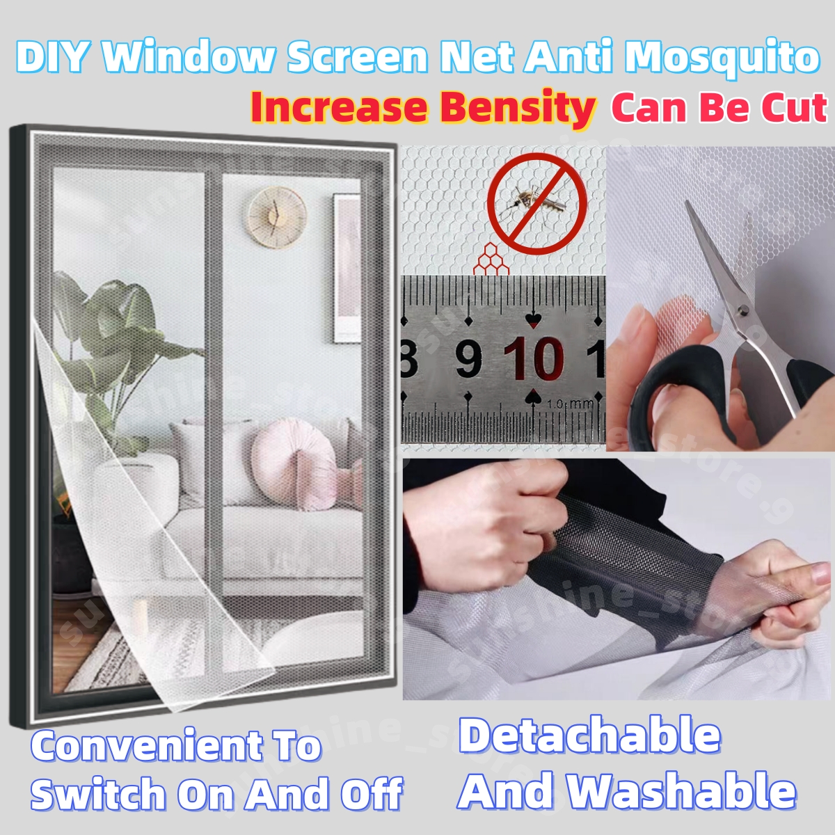 DIY Window Screen Net Anti Mosquito Detachable And Washable Screen ...