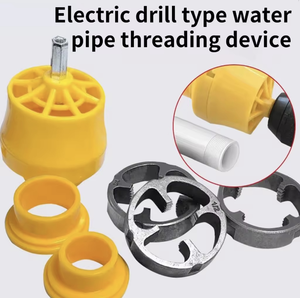 PPR Pipe Threader Kit With 1/2In 3/4 In 1 Inch Dies Electric Drill ...