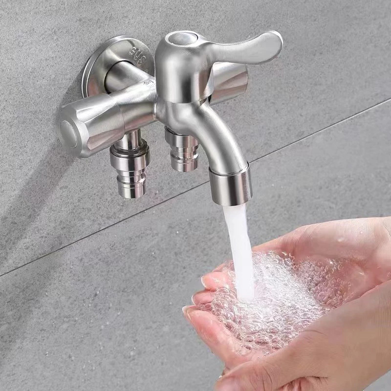 304 Stainless Steel 3 Way Faucet Three Tap Bathroom Kitchen Water ...