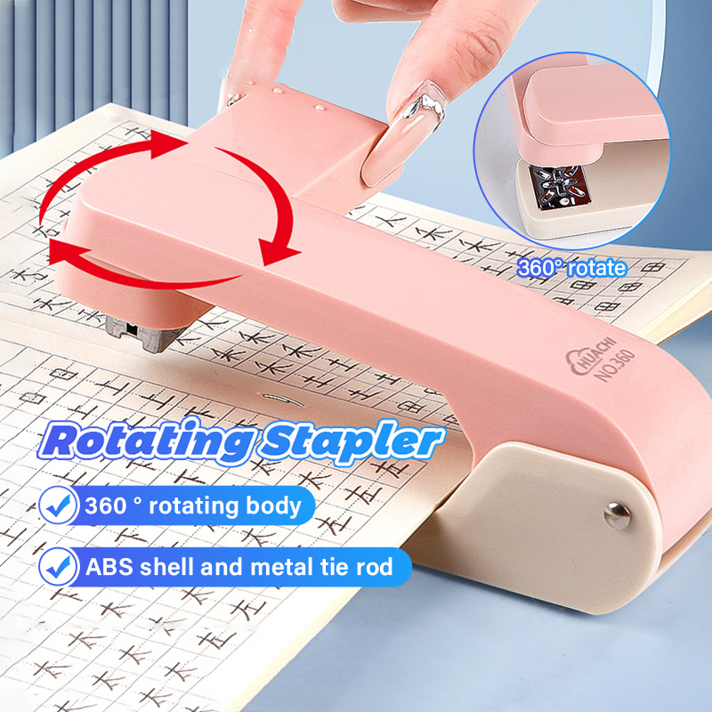 360 Stapler Rotation Heavy Duty Stapler 24/6 Staples Effortless Long Paper Swivel Stapler ...