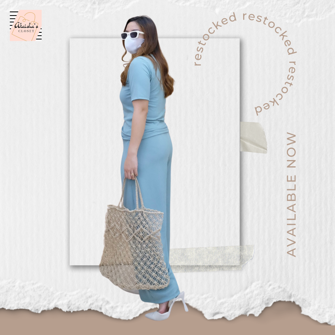 COTTON KNITTED COORDS TERNO BLOUSE AND PANTS WITH SIDE POCKETS | Shopee ...