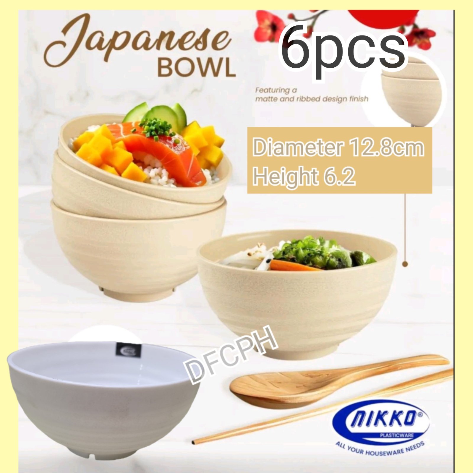 6 pcs Japanese bowl for rice pares lugaw toppings restaurant quality ...