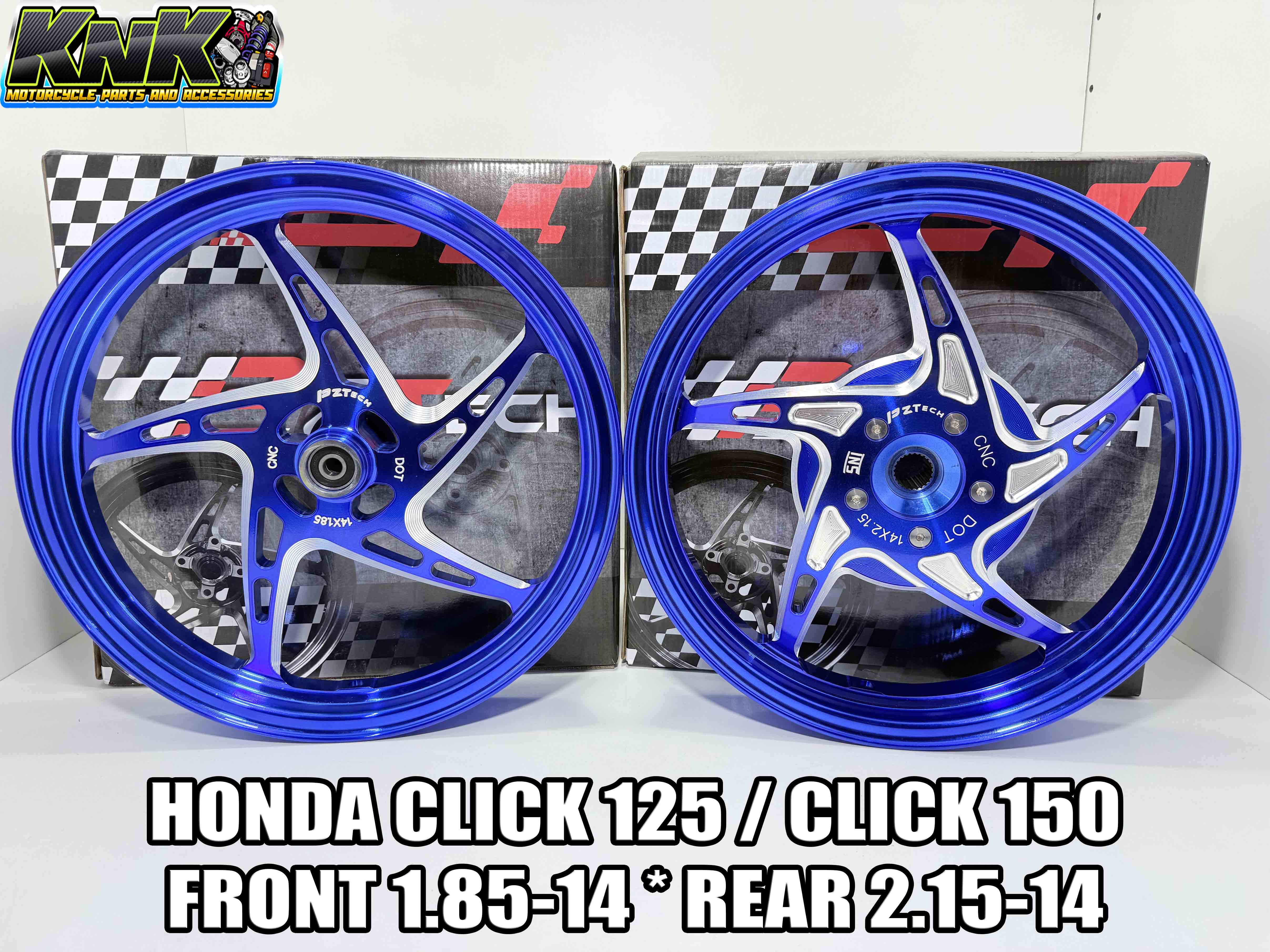 PZ TECH CNC MAGS WHIRLPOOL 14s 5 SPOKES FOR HONDA CLICK 125 CLICK 150 CLICK 160 100% THAILAND ...