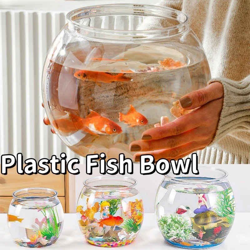 Transparent Round Fish Tank Fish Bowl Desktop Aquarium Bowl Unbreakable ...
