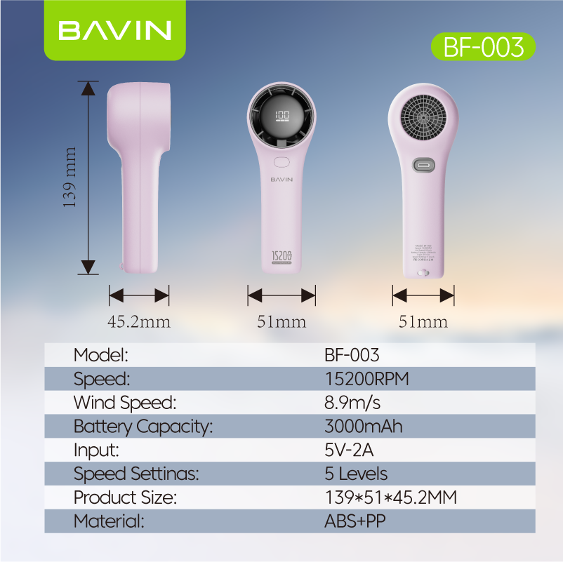 BAVIN BF003 Mini Handheld Turbo Portable Mini Fan w/ Up to 5 Gears ...