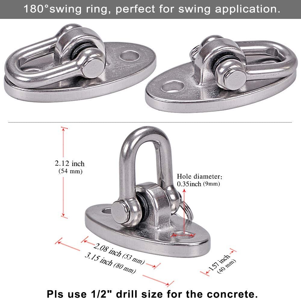 Uniono 2 Pack 180° Swivel Stainless Steel Hooks 2000 lbs Capacity Heavy ...