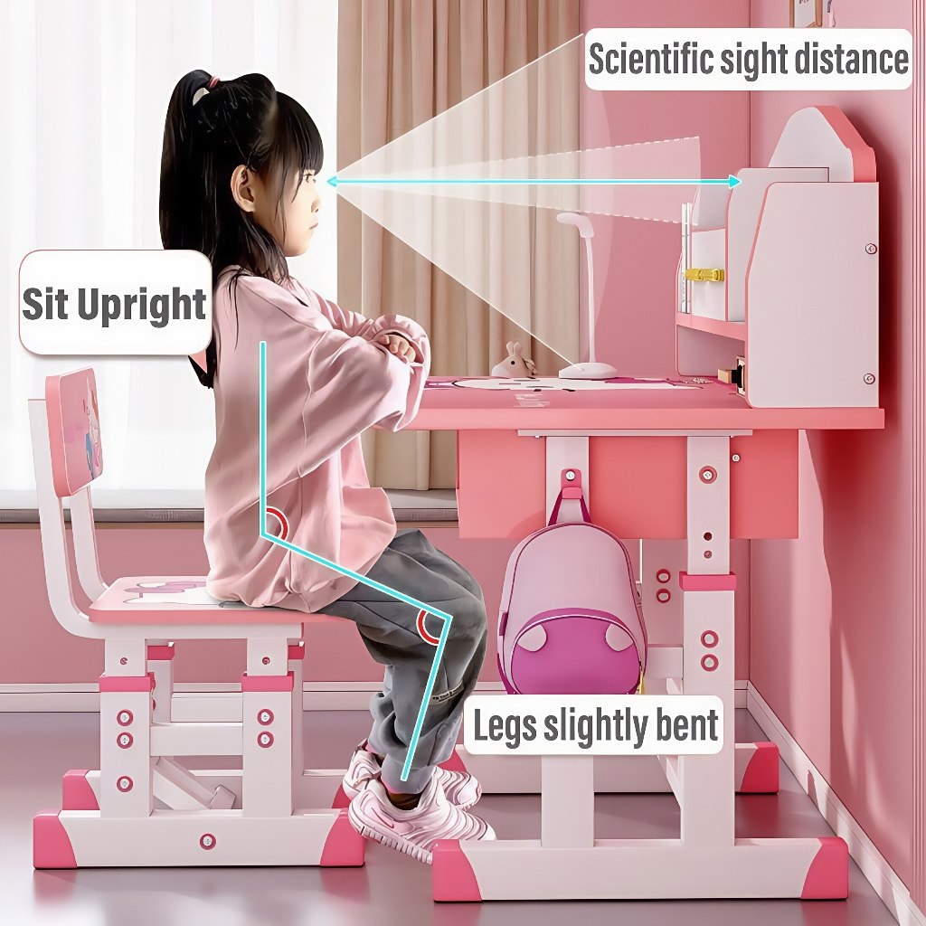 【Adjustable】Study Table for Kids with Chairs Children's study desk and ...