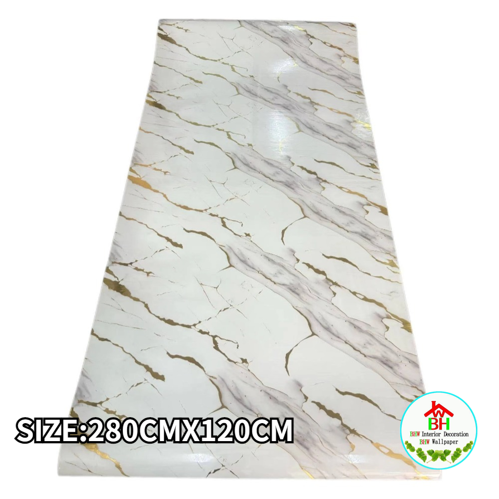 BHW Big Size 280CM * 120CM Gold-Finished Ink Faux Marble Self-Adhesive ...