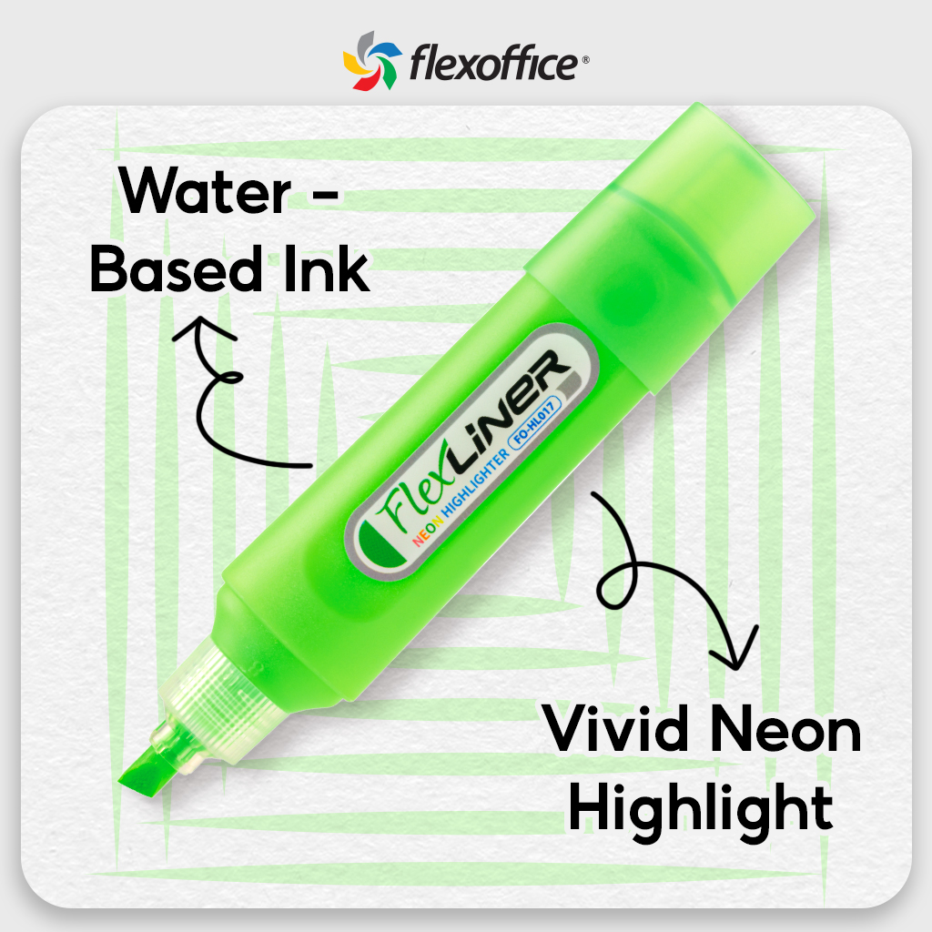 FlexOffice FlexLiner Neon Highlighter Pen 5.0mm FO-HL017 1pc/5pcs – 5 ...