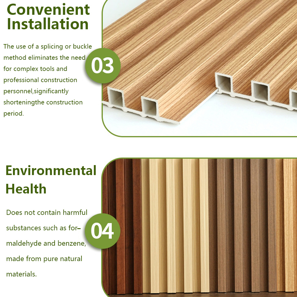 WPC Fluted Wall Panel Sticker Waterproof Grille Design Ecological Board ...