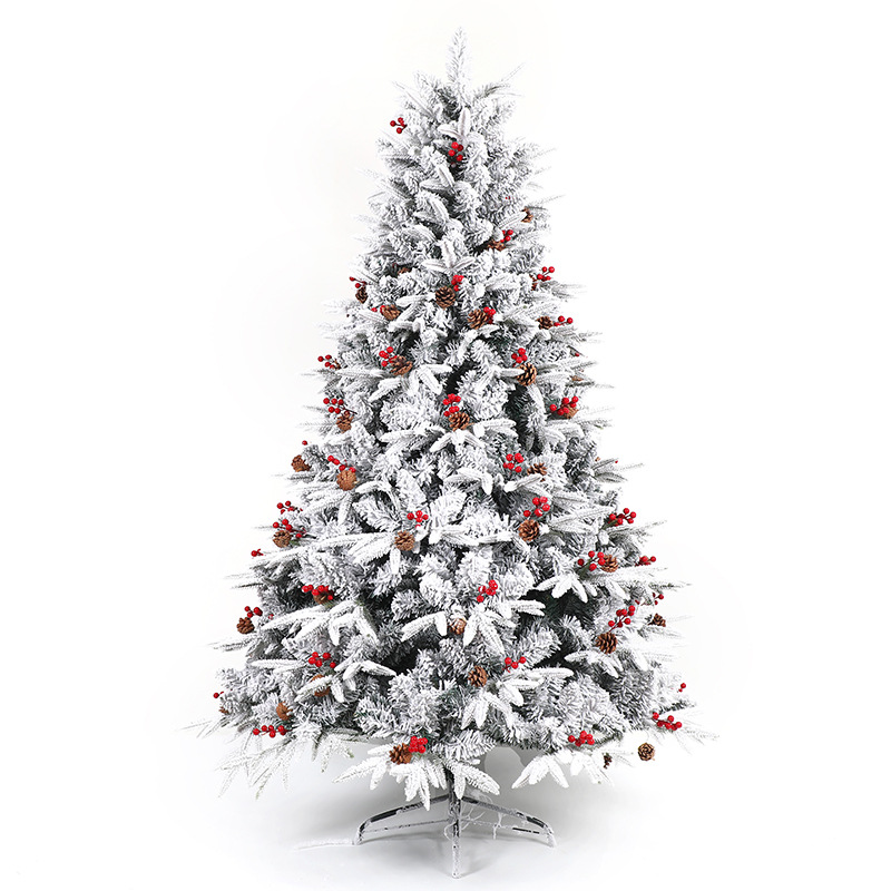 Red Berry Snowflocked Christmas Tree PE+PVC Automatic Unfold Nearly ...