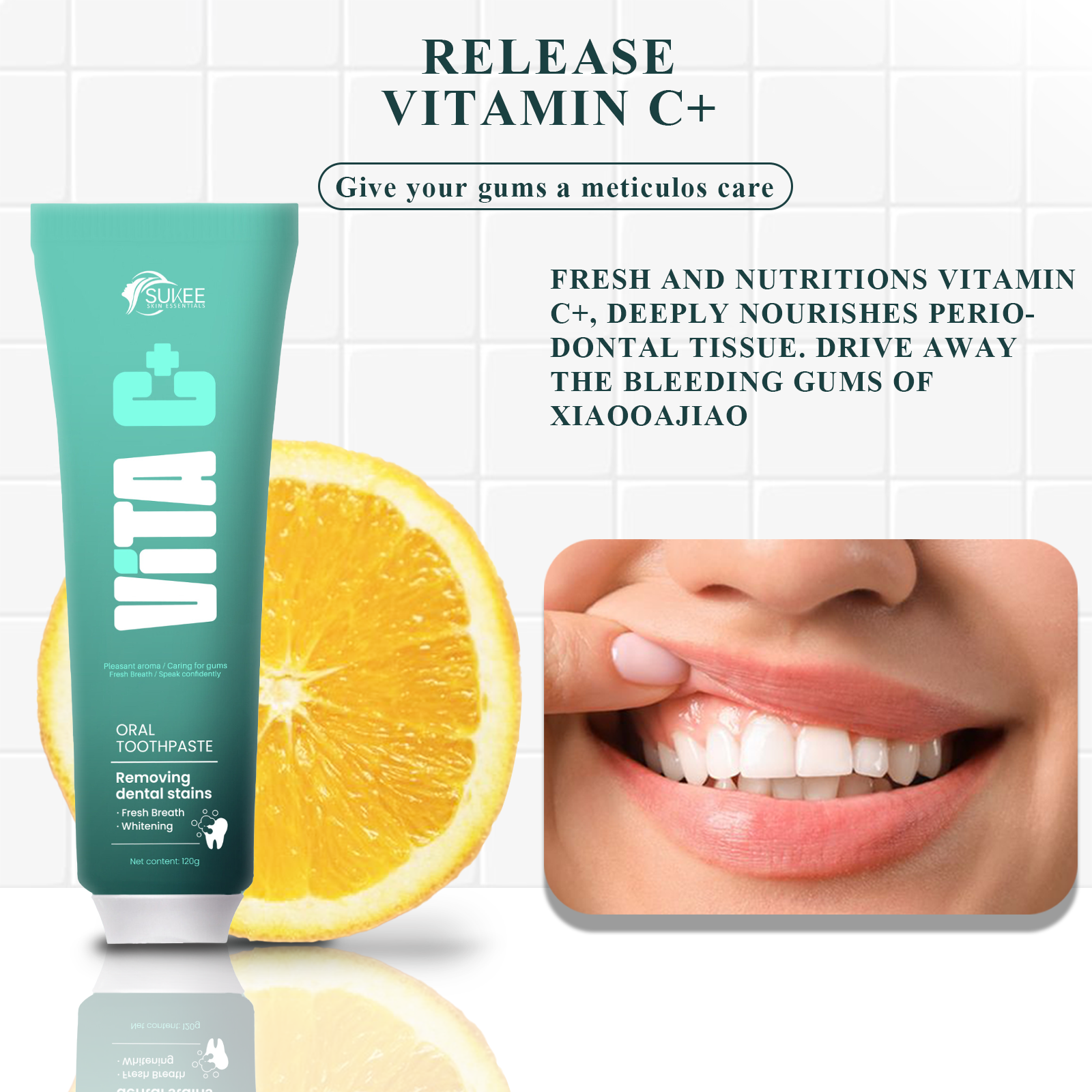 SUKEE Toothpaste Whitening Teeth 100g VitaC+ Toothpaste Peppermint Oral ...