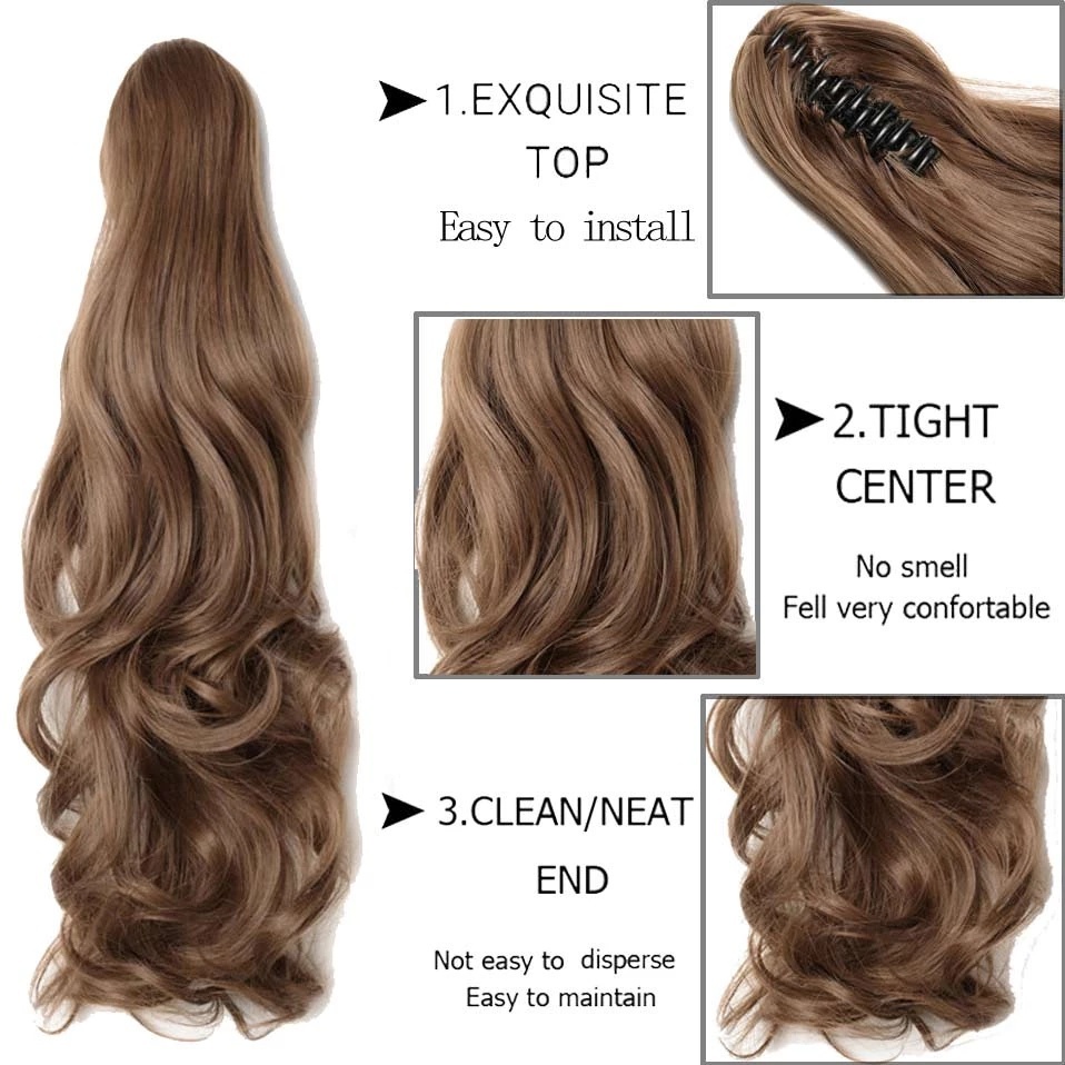 [COD]60CM Long Curly Wig Grab Ponytail Hair Extension Wigs Clam Claw ...