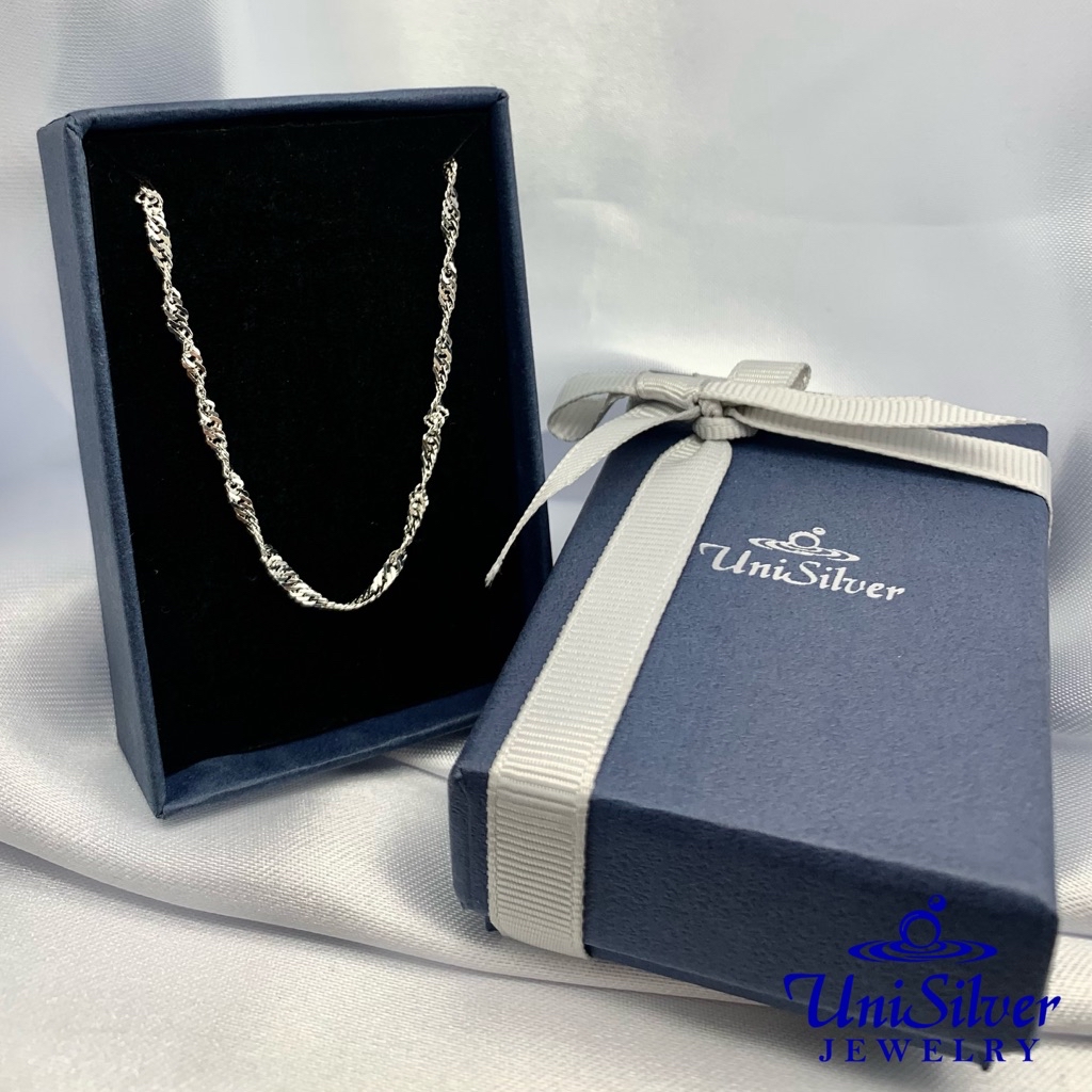 Unisilver 925 Sterling Silver Twisted Sparkling Chain (LN036) | Shopee ...