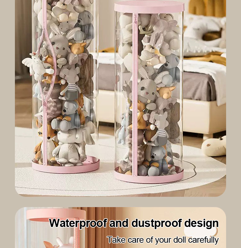Kid's Toy Transparent Storage Box Plush Toy Doll Storage Bucket ...