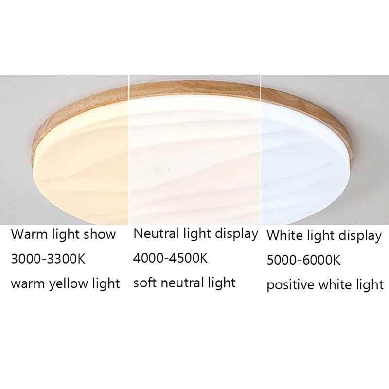LED Ceiling Light Wooden Tri-color Ceiling Lamp Modern Starry Sky Light ...