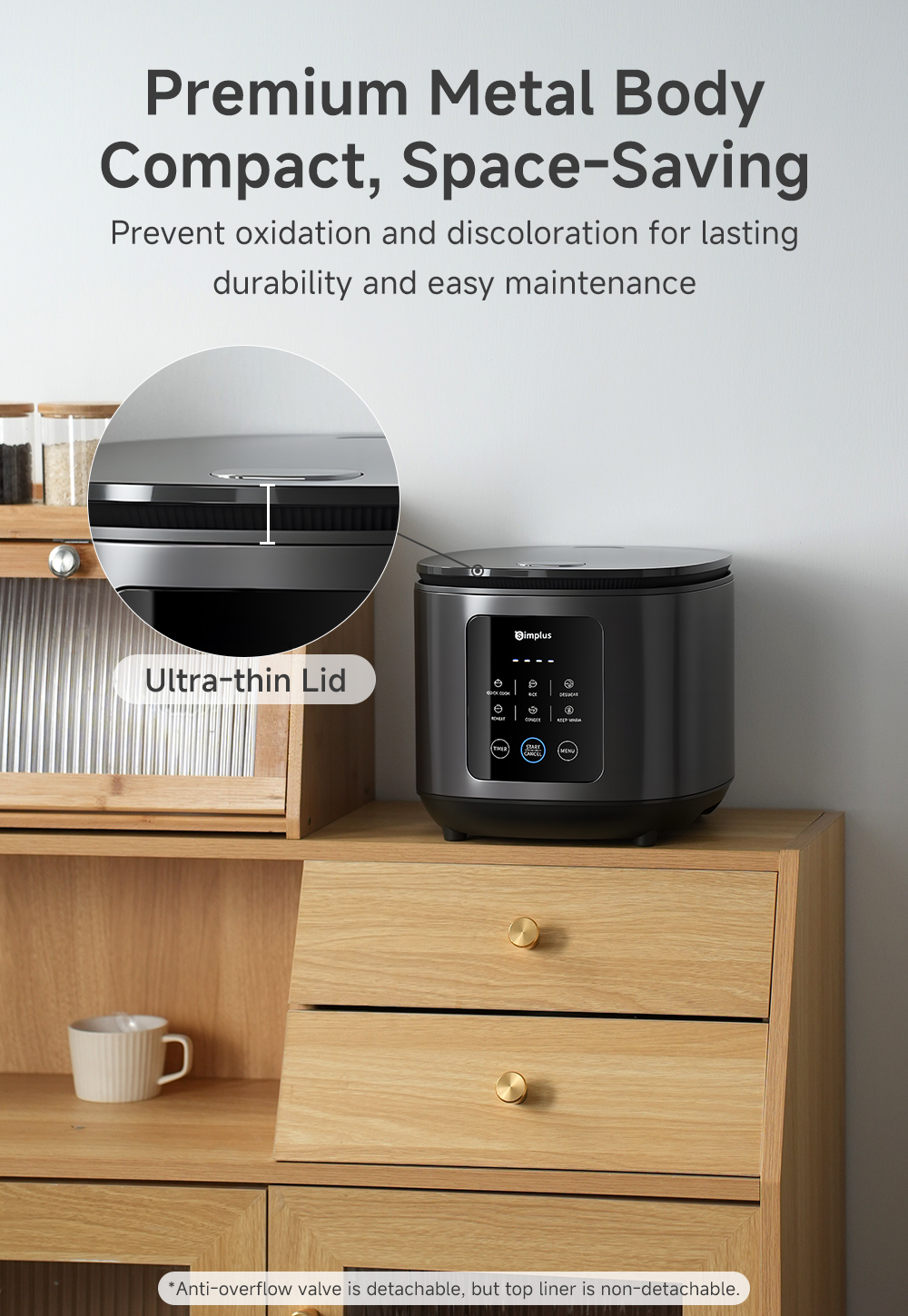 INSSA X Simplus 4L Low Sugar Rice Cooker - 6 Programs & 24H Timer, PFOA ...