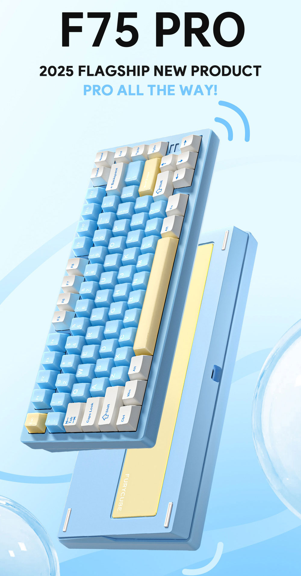 FURYCUBE F75 PRO Aluminum Mechanical Gaming Keyboard RGB Bluetooth ...