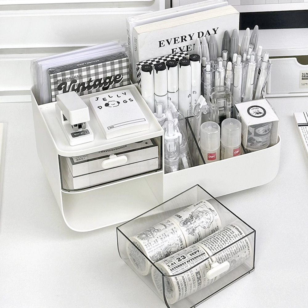 ALICE Desktop Stationery Organizer With Drawer Compartment Pen Holder ...