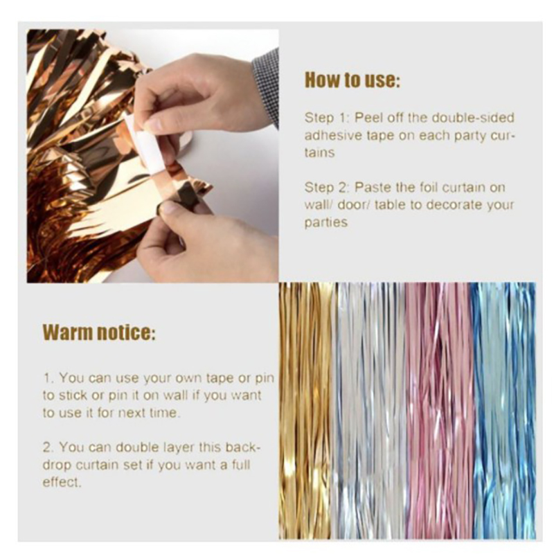 【1*2M】Foil Curtain Birthday Foil Curtain Party Metallic Foil Curtain ...