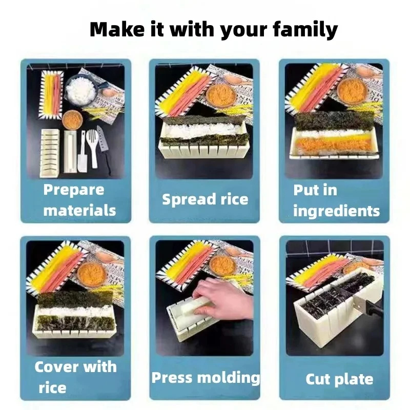 10Pcs Beige Sushi Mold Kit DIY Nori Rice Ball Maker Japanese Kitchen ...
