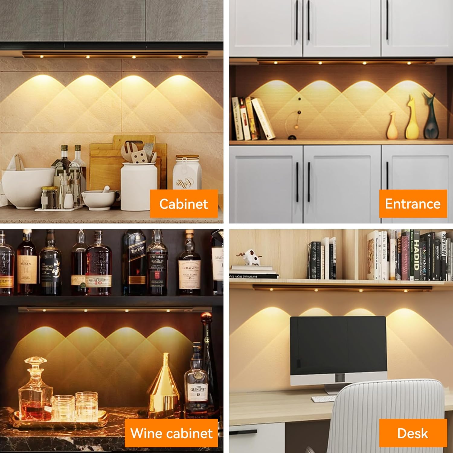 60CM 3-Color Motion Sensor Led Light For Kitchen Room Closet ...