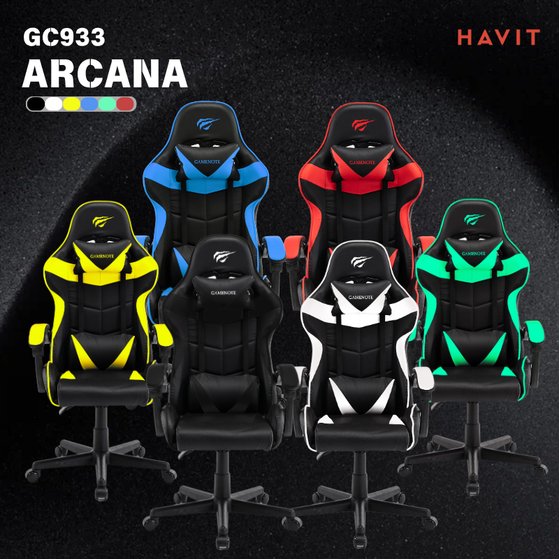 Havit Arcana GC933 || Gaming Chair || Black, White, Green, Yellow, Blue ...