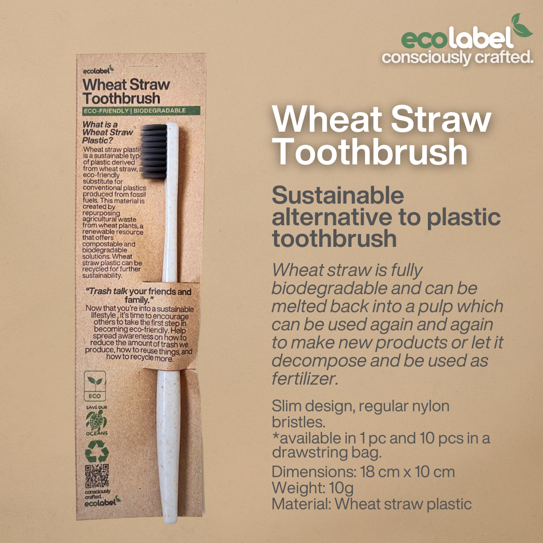 Eco-Friendly Wheat Straw Toothbrush 1pc 100% Biodegradable Compostable ...