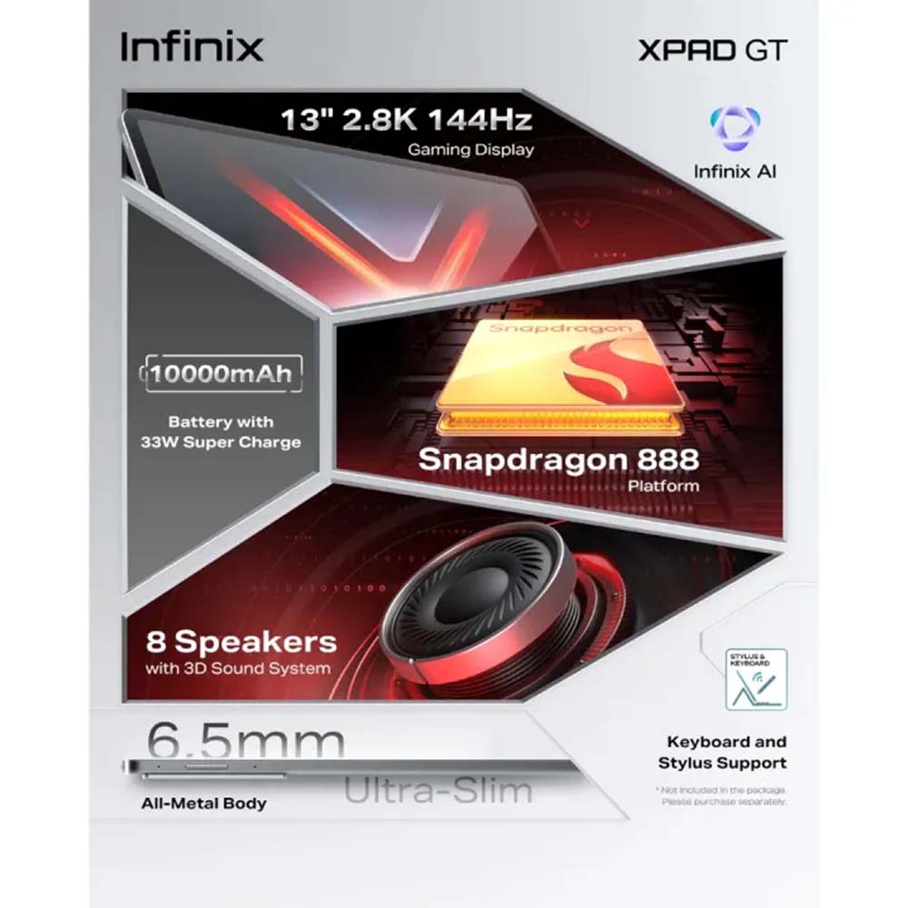Infinix XPAD GT Tablet | 8GB+256GB | Snapdragon 888 | 13" 2.8K 144Hz ...