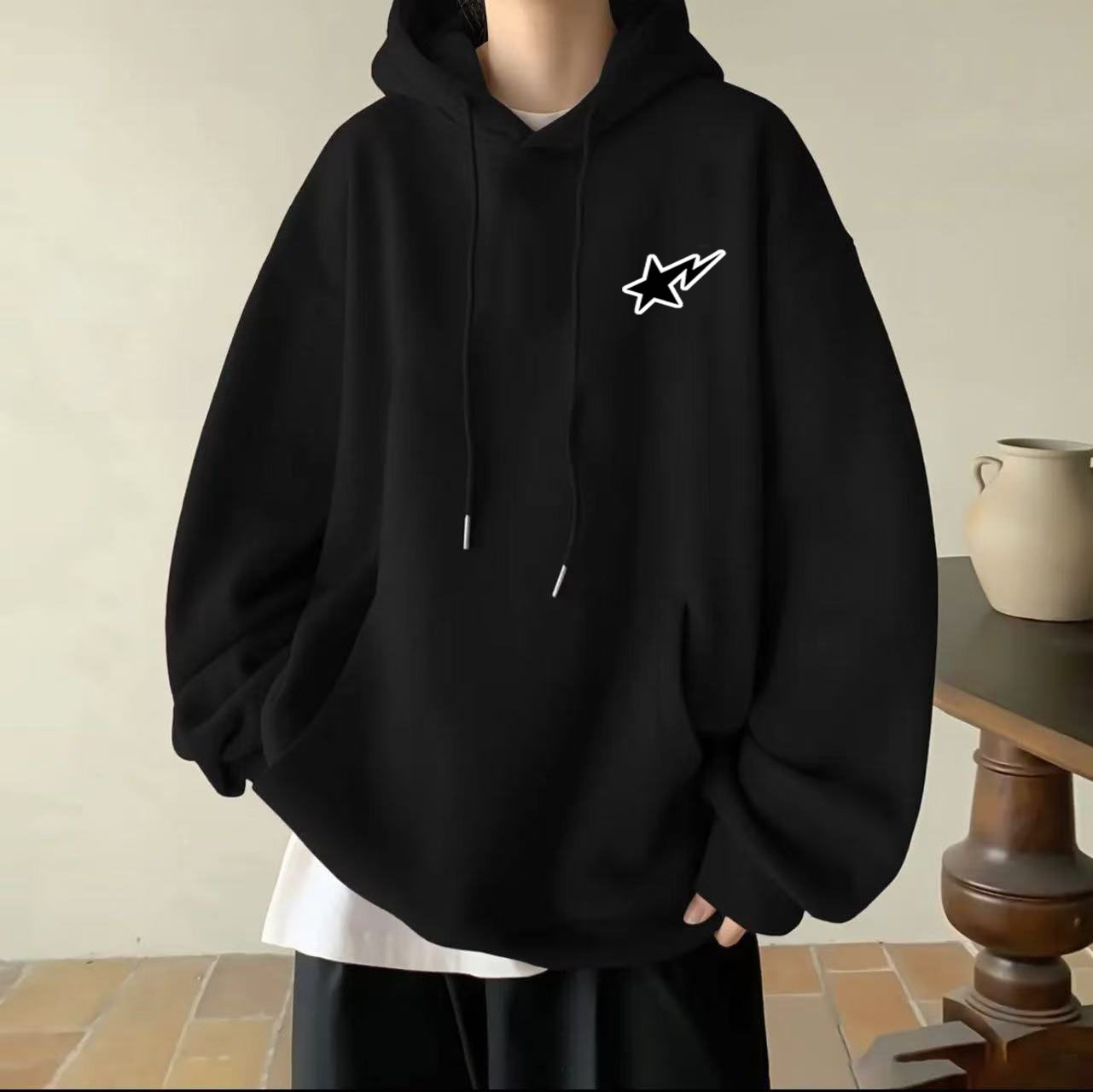 European and American style men's lucky hooded sweatshirt, zipperless ...