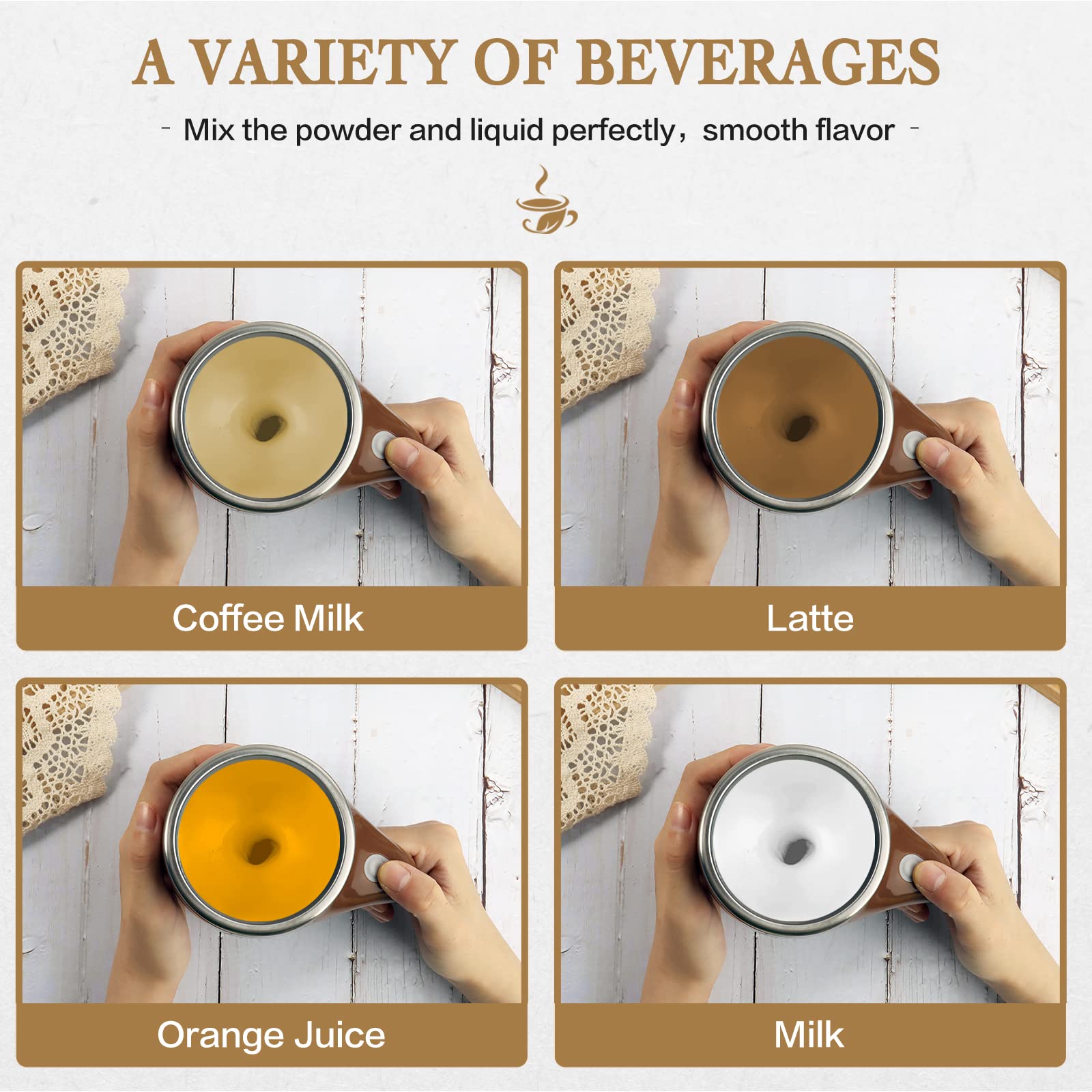 380ml Automatic Magnetic Stirring Mug, Rechargeable Stainless Steel ...