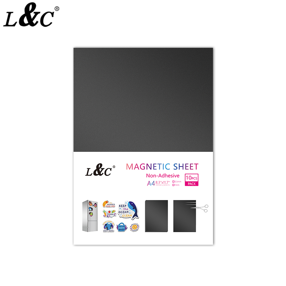 L&C Magnetic Sheet 10pcs A4 Size With Adhesive Non- Adhesive Pre-cut ...