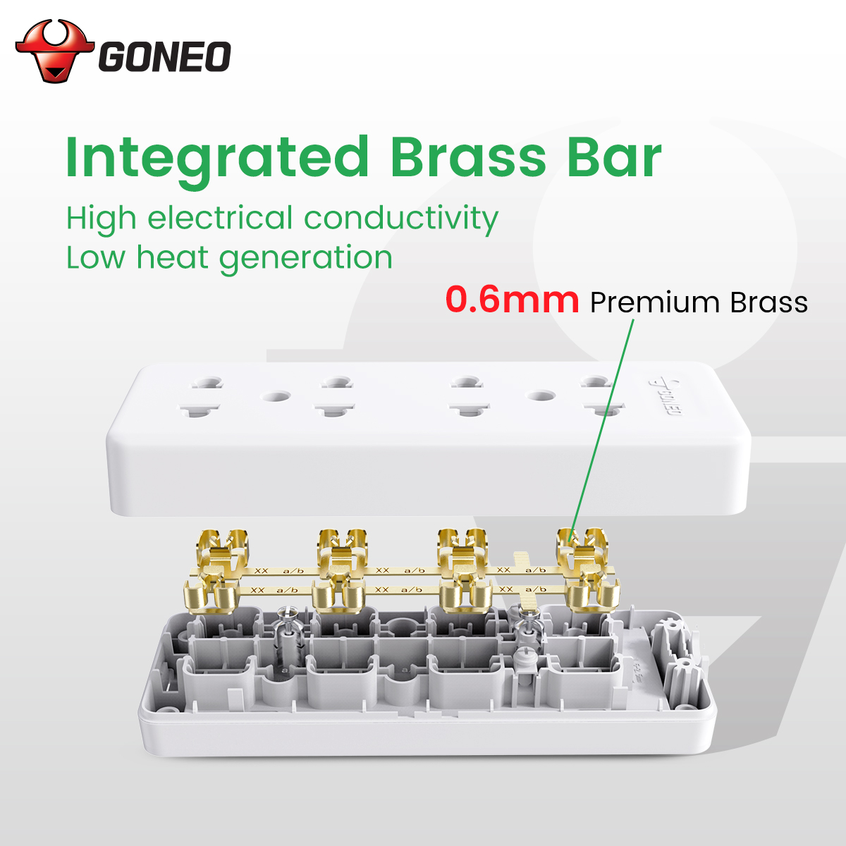 GONEO Wallmount Surface type 2,3 and 4 Gang Rewireable Wall Power Strip ...