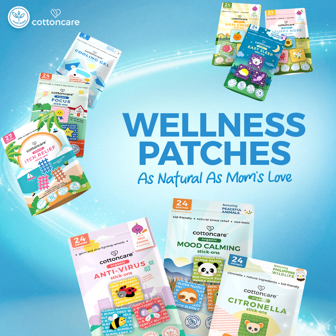 Cottoncare™ (24pcs) Organic Focus Stick Ons Peppermint Lemon Cedarwood ...