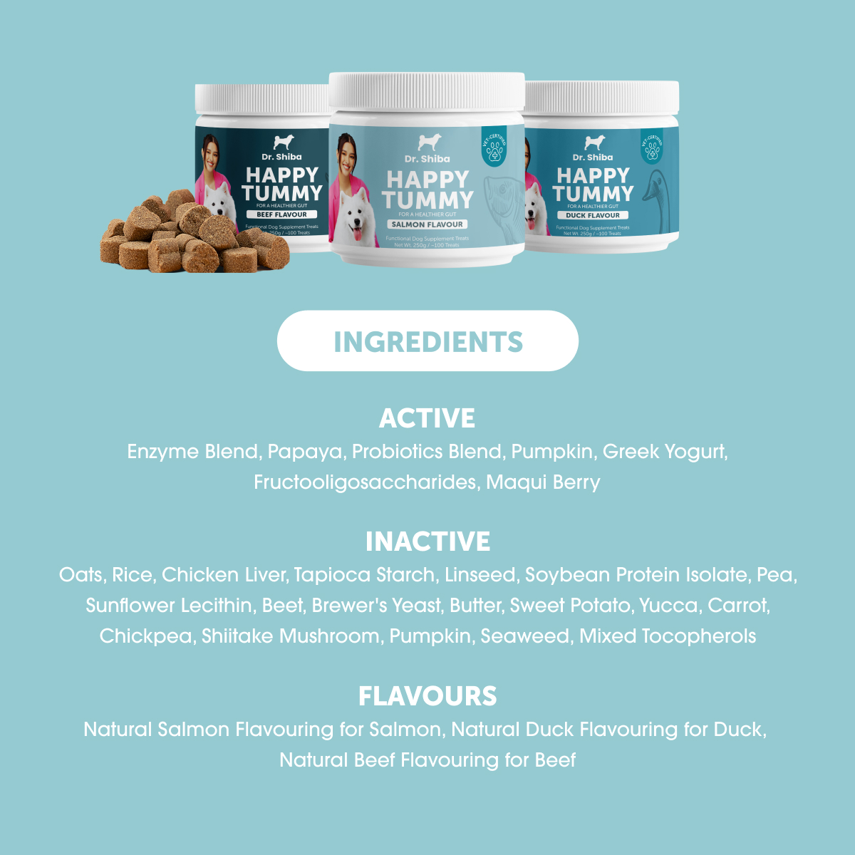 Dr Shiba Happy Tummy & Pro Immune Dog Treats Dog Multivitamins: Dog ...