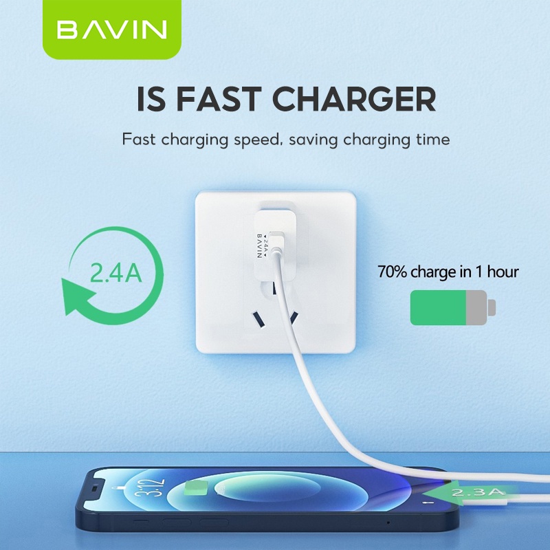 Original BAVIN 1.3A/2.4A Fast Charger Adapter With Cable For Android ...