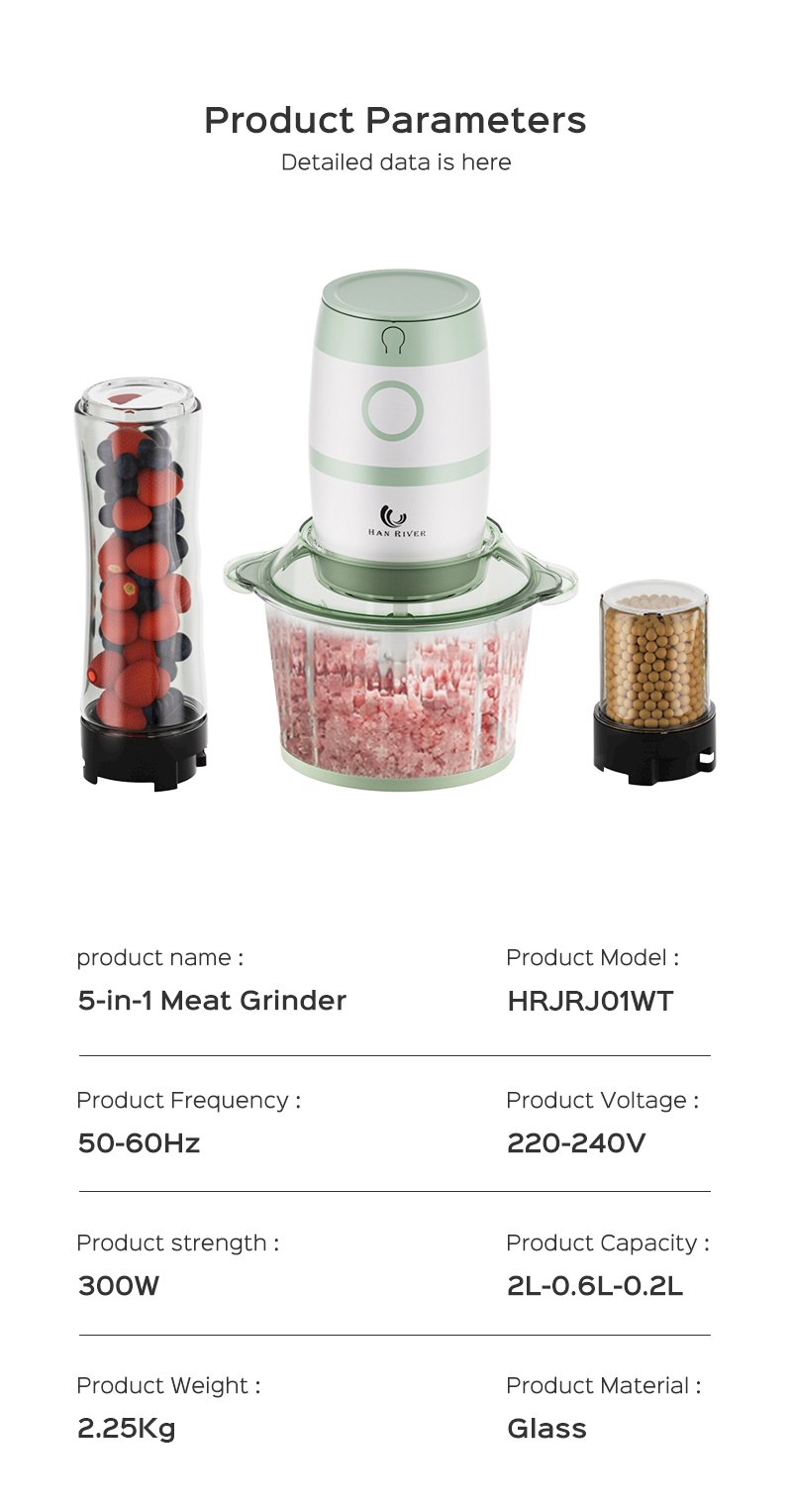 HAN RIVER 3 in 1 Food Processor 2L & Juicer 0.6L & Cereals 0.2L ...