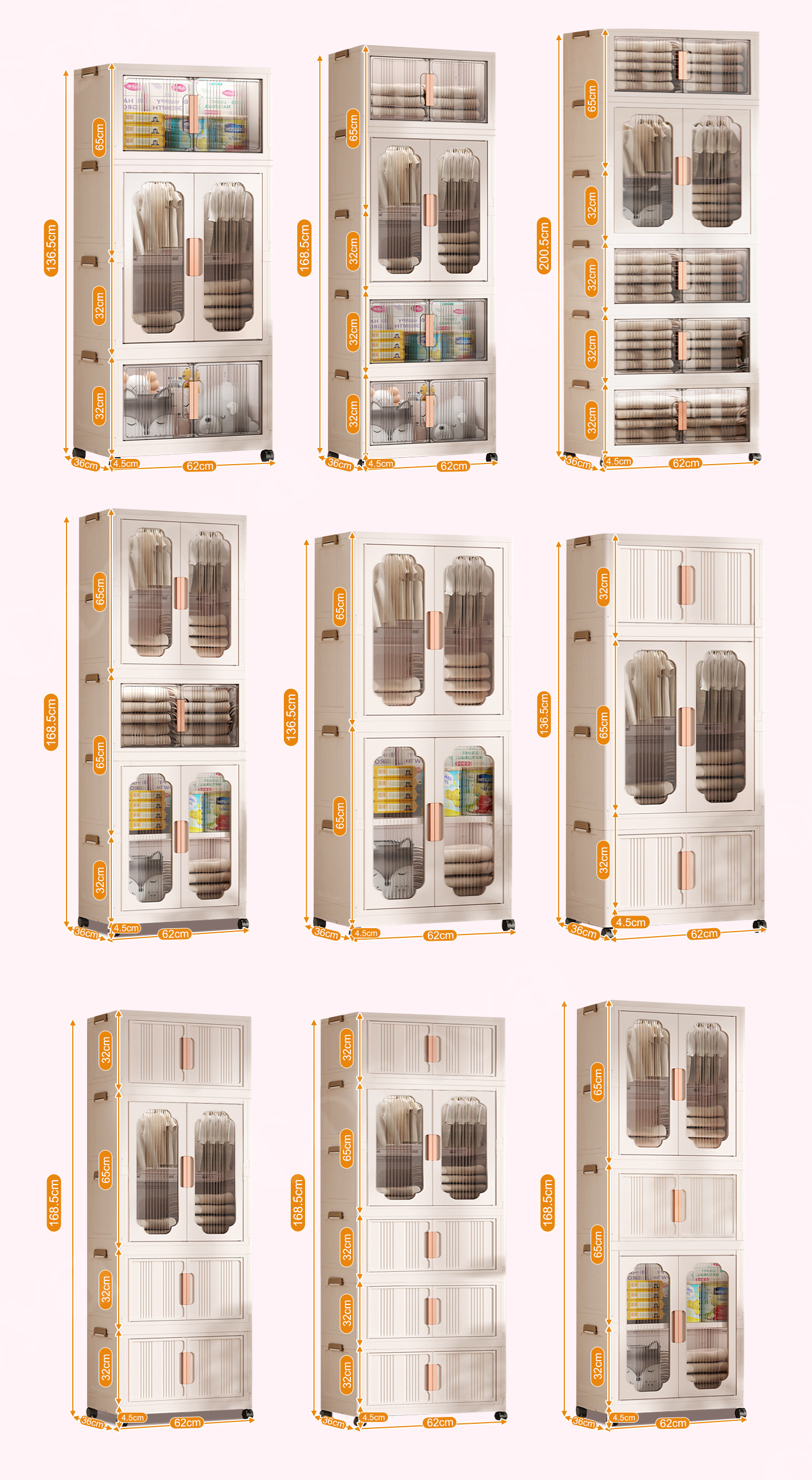 Cocoya 62CM Foldable Cabinet for Clothes Home Bedroom Plastic Drawer ...