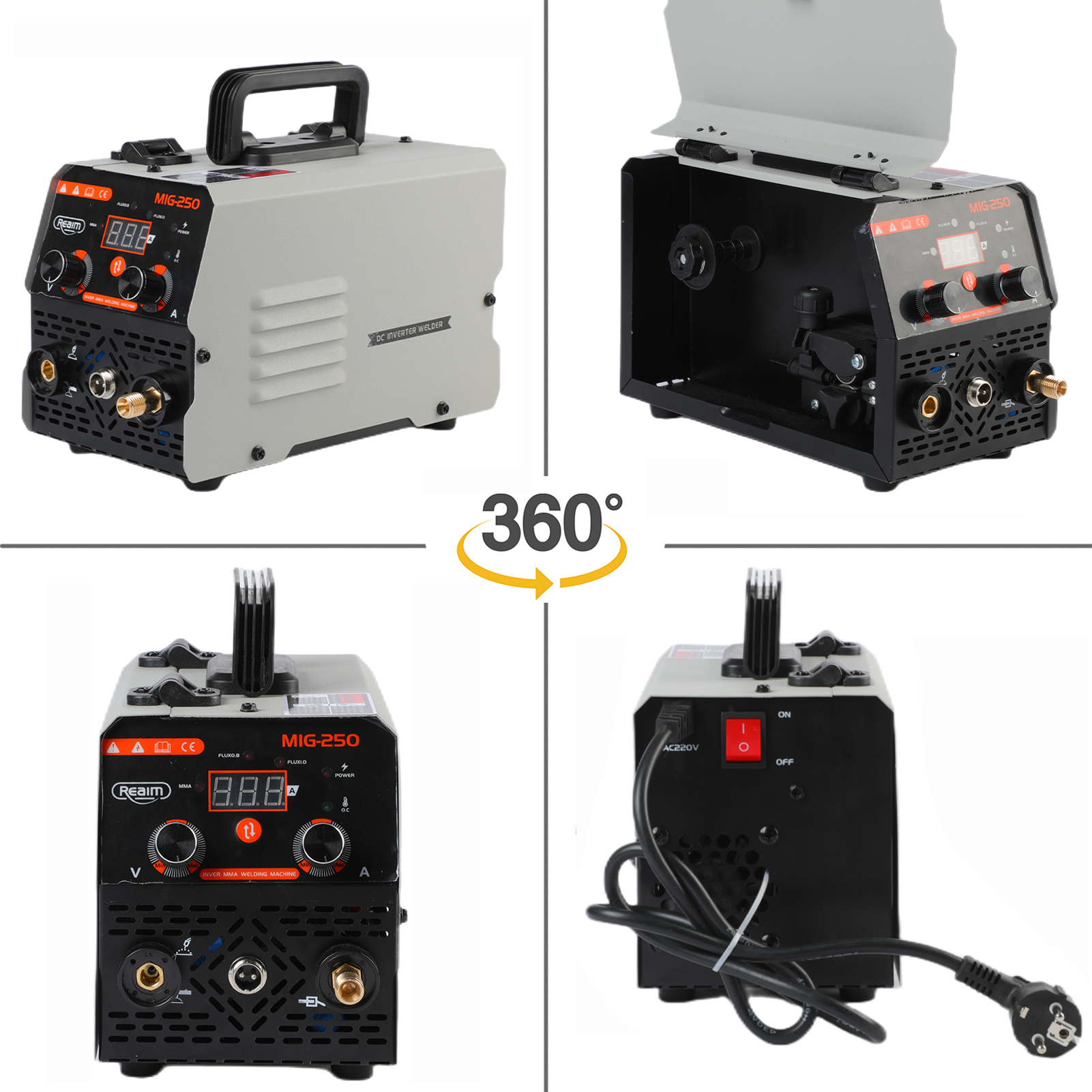 REAIM MIG Welding Machine Inverter Portable IGBT Gasless Welder MIG-200/250/400 MIG&MMA&TIG 3IN1 ...
