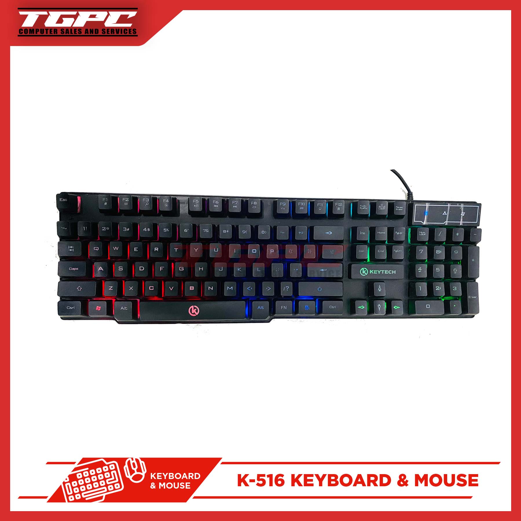 Keytech K-516 Backlit LED RGB Gaming Keyboard Mouse Combo | Shopee ...