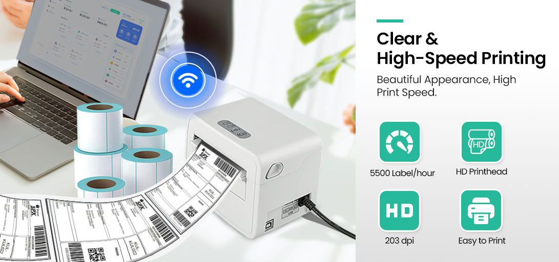 Thermal printer air Waybill Barcode Shipping Label bluetooth usb ...