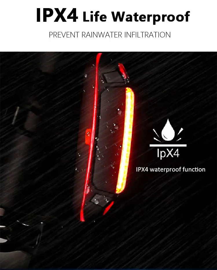 USB Rechargeable LED Bicycle Rear Taillight-100LM Waterproof Safety Warning Light Multiple Modes ...