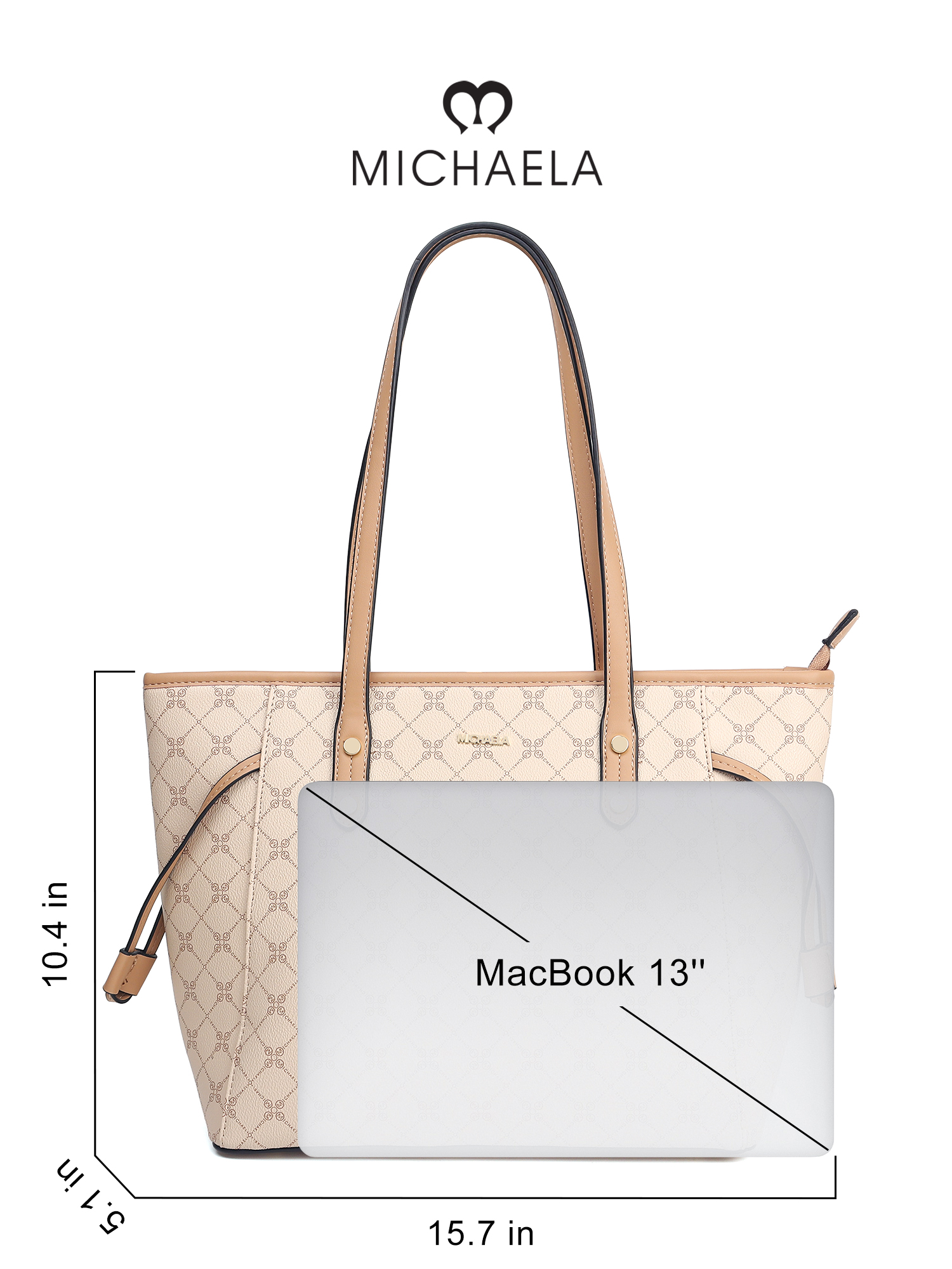 MICHAELA Oversized Checkered Tote Bag 15.7'' Stylish Spacious for ...