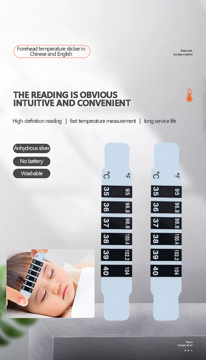 1pc Baby Kids Forehead Strip Thermometer Fever Body Check Temperature ...