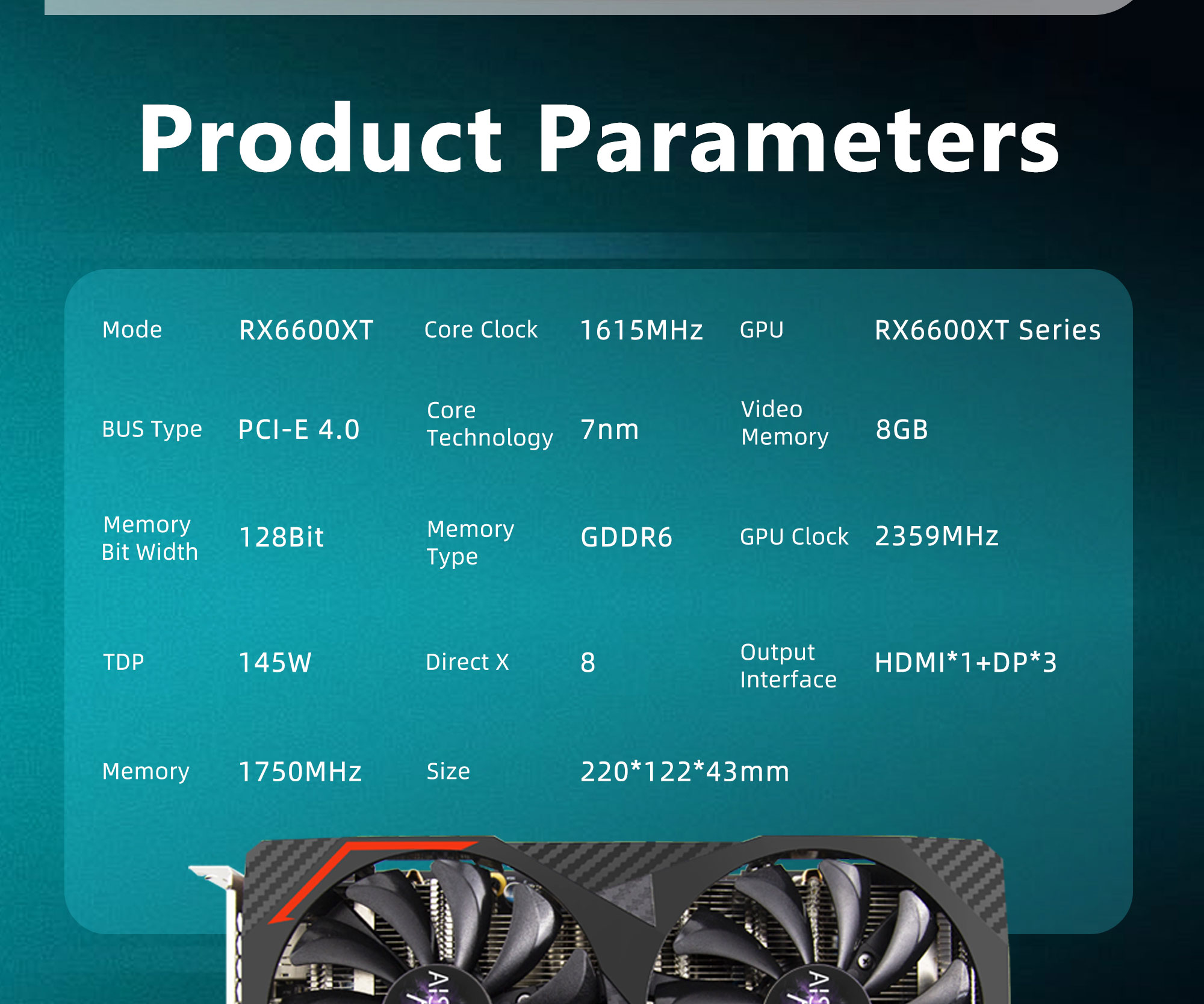 AISURIX RX6600XT Graphics Card AMD RX 6600xt 8GB GDDR6 128Bit Video Card GPU For Gaming Working ...