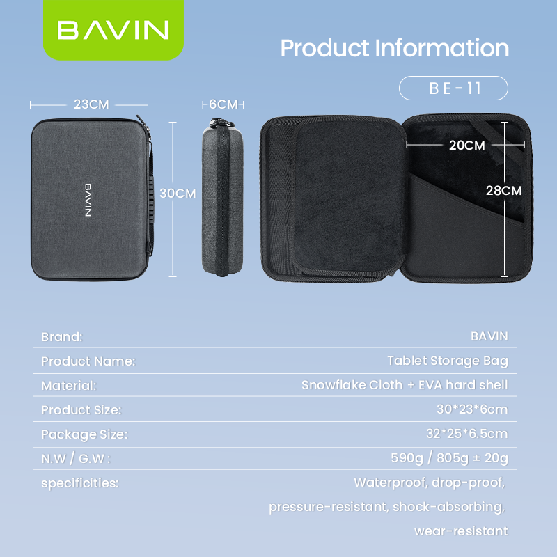BAVIN BE11 Tablet Sleeve Travel Storage EVA Hard Shell Drop & Scratch ...